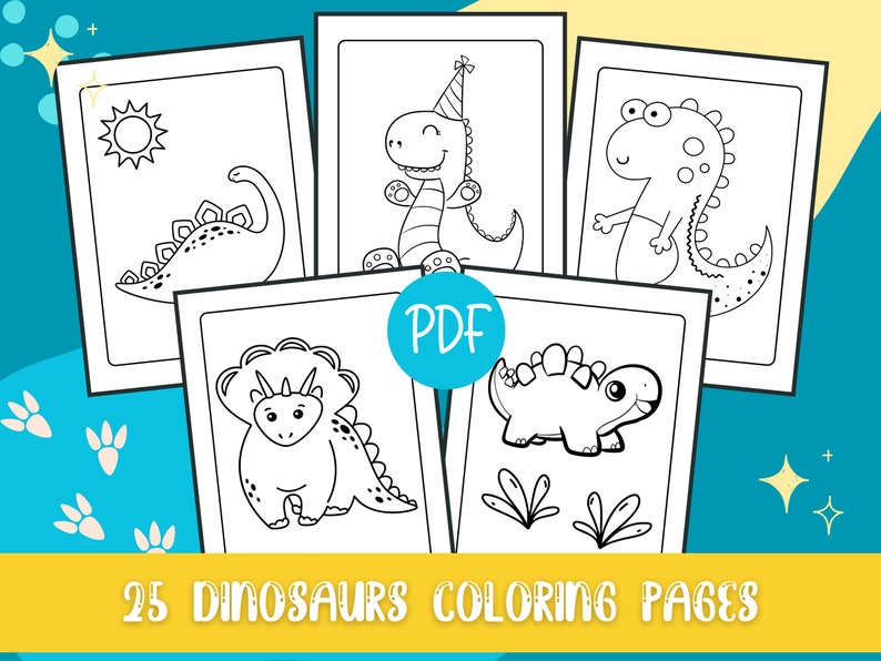 Cute Dinosaurs Coloring Page for Toddlers & Kids Fun and Friendly ...