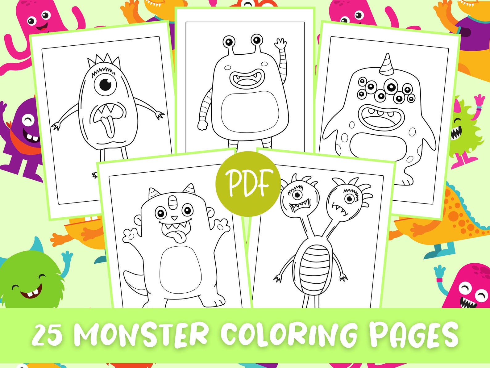 Playful Monster Coloring Pages for Toddlers & Kids - Fun and Friendly ...