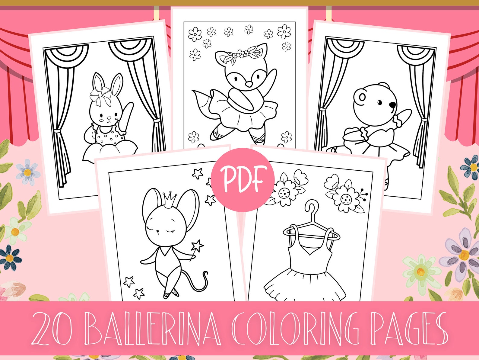 Ballerina Coloring Pages, Ballet Animals Coloring Book, Balleringa ...