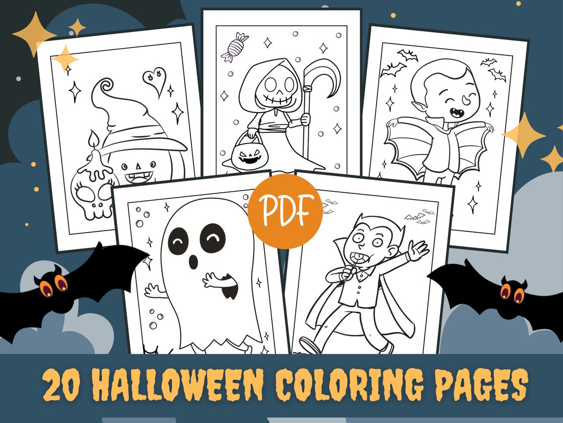 Halloween Coloring Book for Kids Cute Halloween Page to Color - Etsy