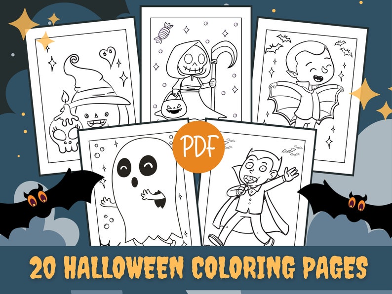 Halloween Coloring Book for Kids Cute Halloween Page to Color - Etsy
