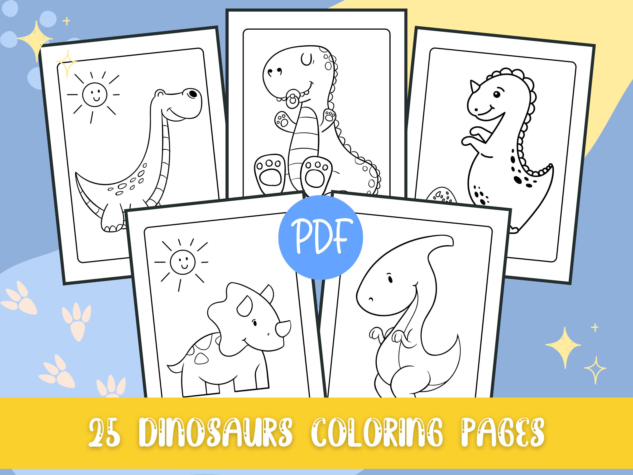 25 Dinosaurs Coloring Page for Toddlers & Kids - Fun and Friendly ...