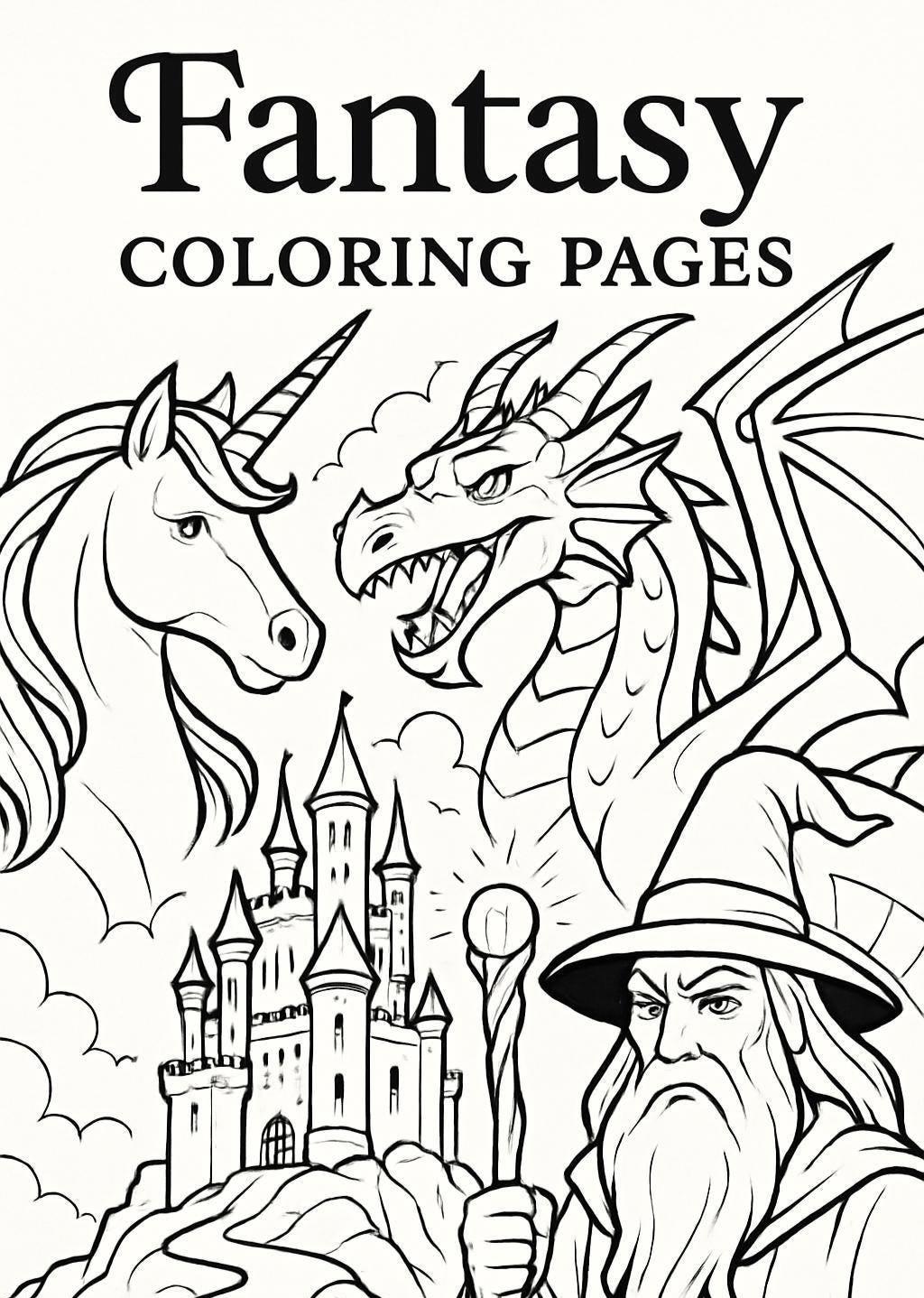 Fantasy Coloring Pages - Digital Download - 8 Printable Designs for ...