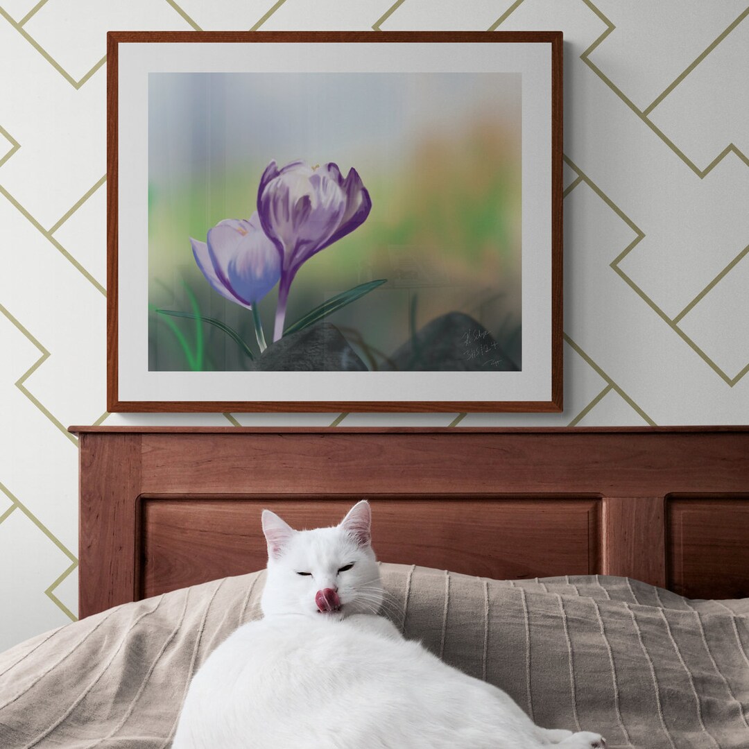 Beautiful Spring Crocus Flowers, Digital Art Hand Painted (by Me) in ...