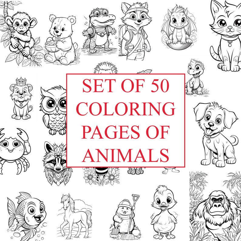 50 Animals Coloring Pages for Print Coloring Pages for Kids Images of ...