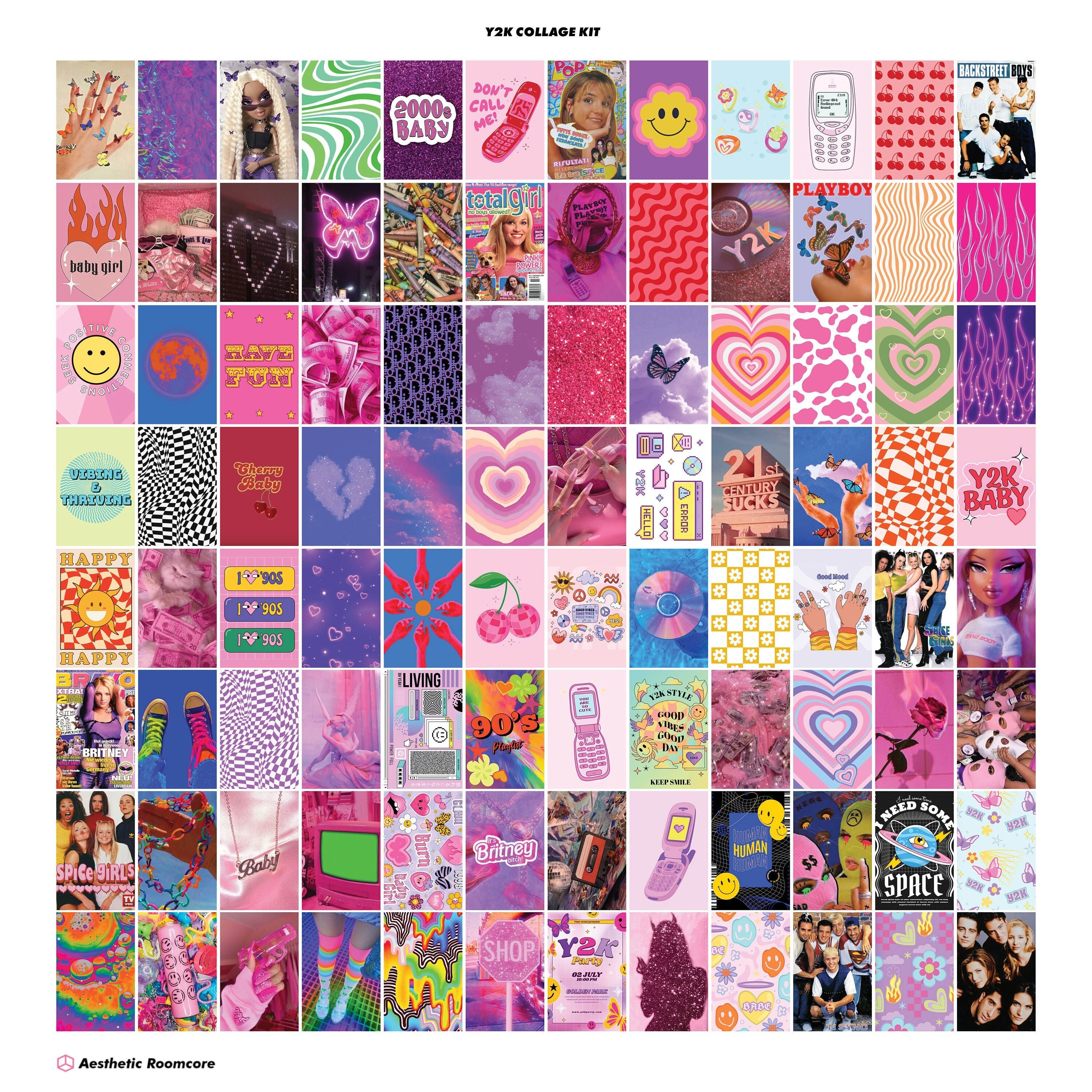 100 PCS Y2k Wall Collage Y2K Vibes Decor Aesthetic Wall Collage Kit Y2K ...