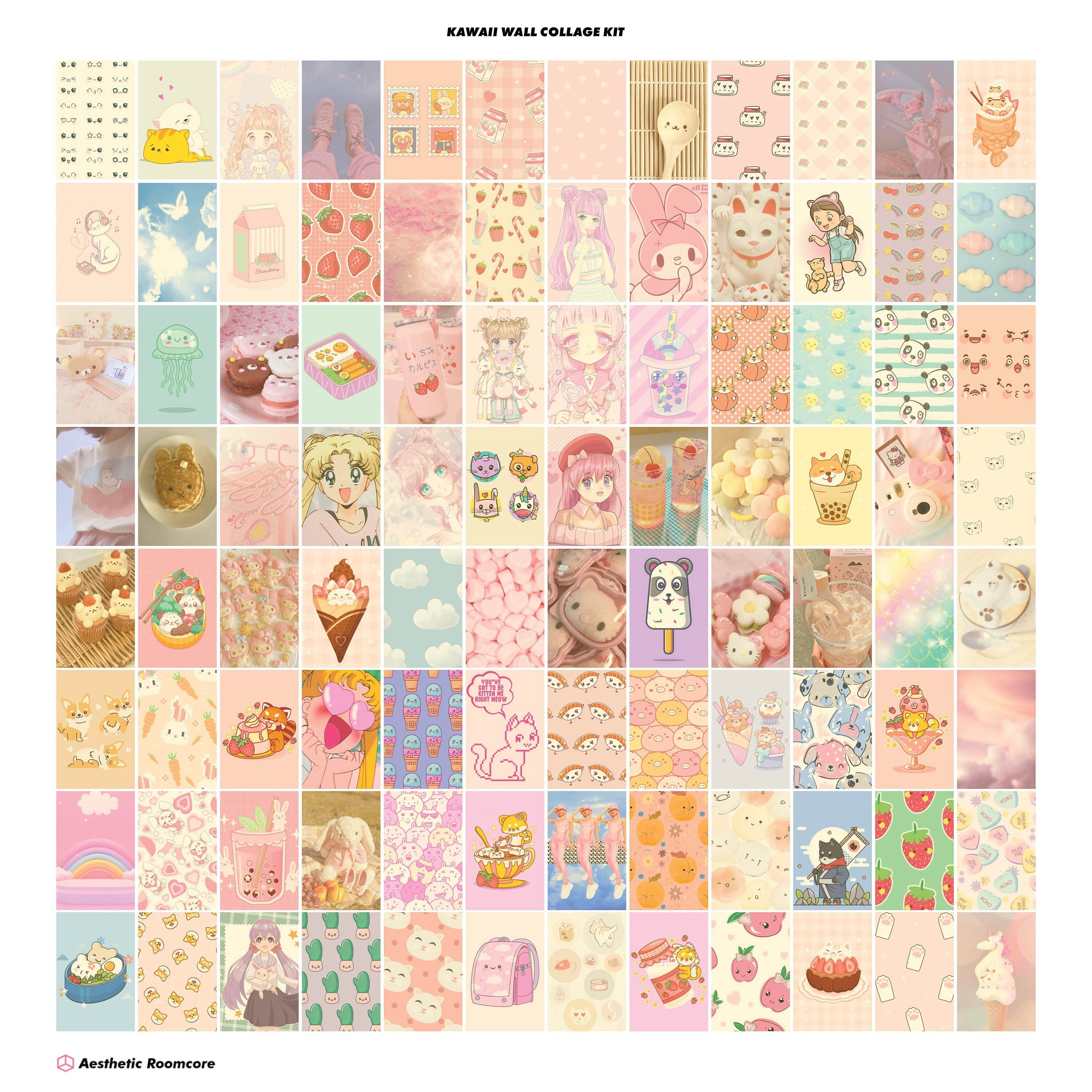 100 PCS | Kawaii Wall Collage | Kawaii Vibes Decor | Aesthetic Wall ...