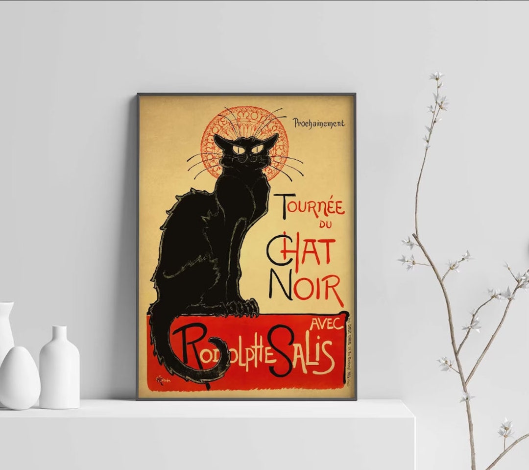 Black Cat Wall Art, Chat Noir Print, Vintage Poster Art, Classic Poster ...