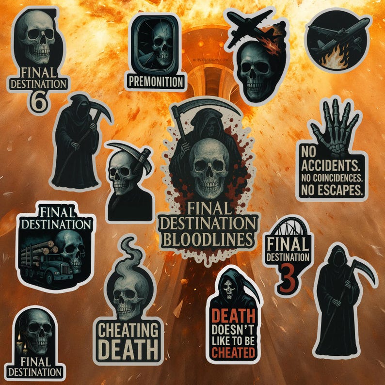 Horror Death Omen Sticker Pack – Death-themed Vinyl Pack | Grim Reaper ...