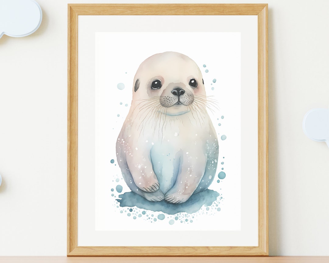 Cute Seal Watercolor PRINTABLE ART Print Poster Decor Art Watercolor ...
