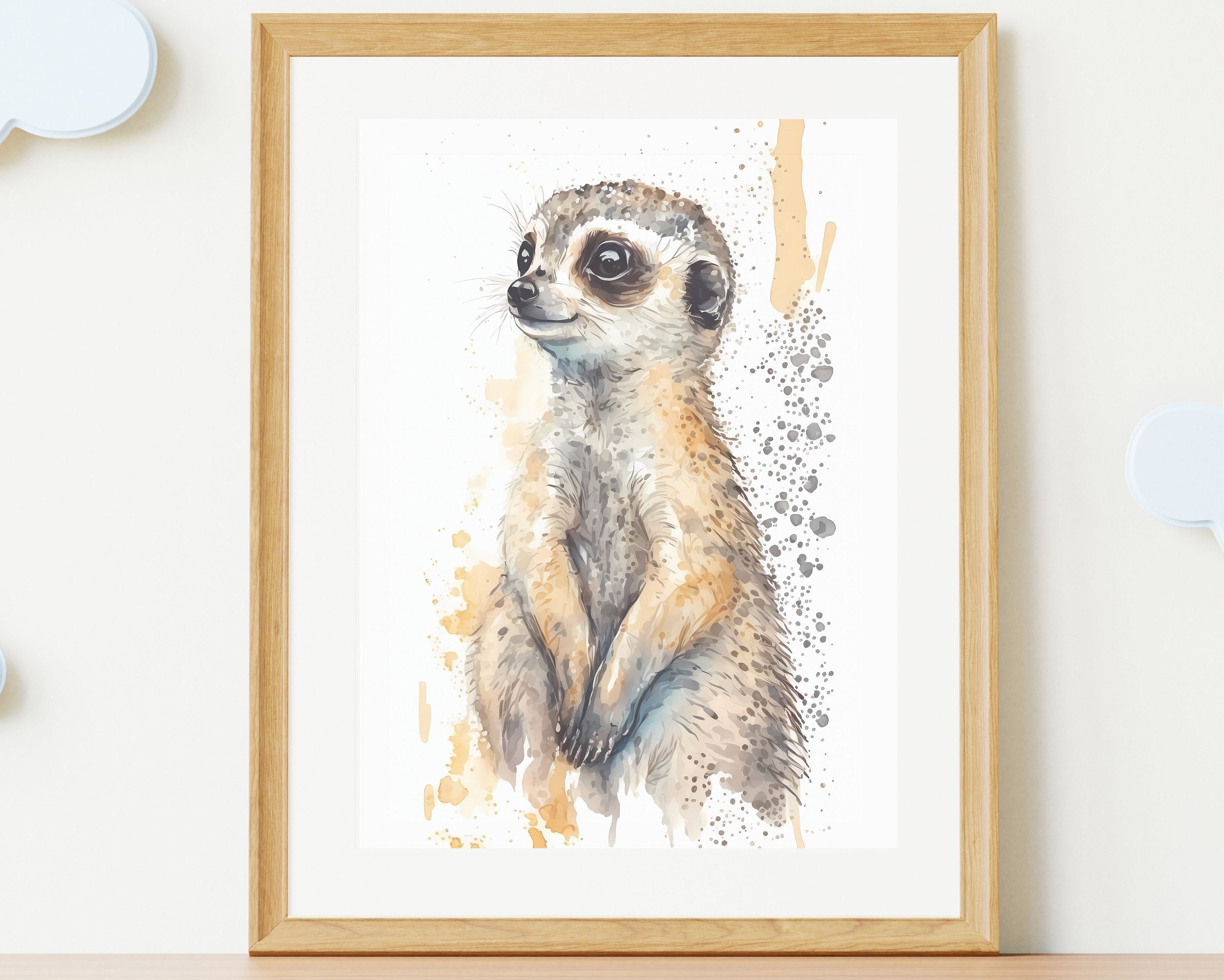 Set of 2 Cute Meerkat Watercolor PRINTABLE ART Meerkat Print Animal ...