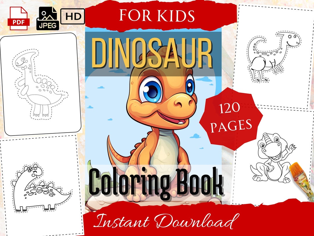 120 Dinosaur Coloring Pages for Kids, Scissor Skills Pages Simple ...