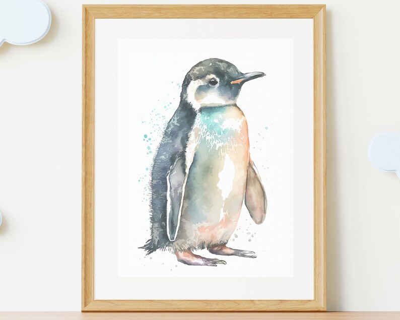 Set of 2 Cute Penguin Watercolor PRINTABLE ART Penguin Print Animal ...