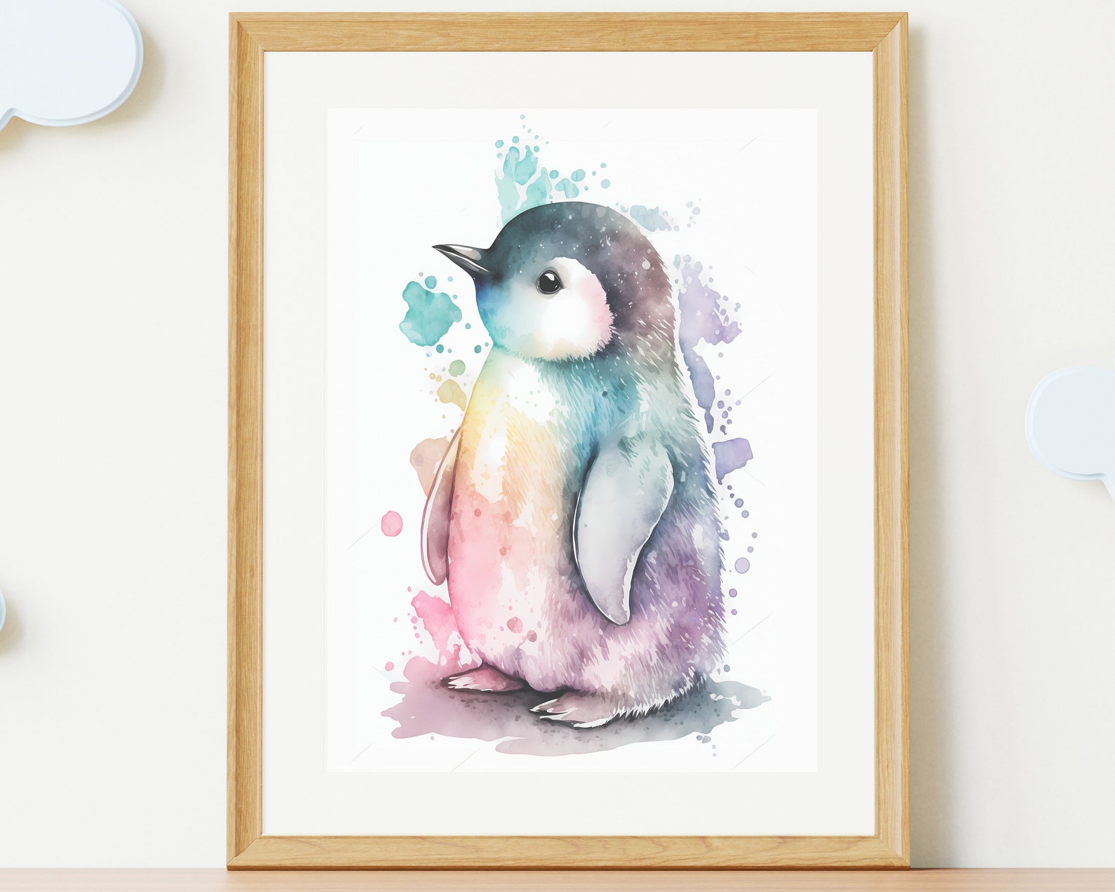 Set of 2 Cute Penguin Watercolor PRINTABLE ART Penguin Print Animal ...