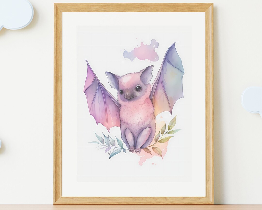 Cute Bat Watercolor PRINTABLE ART Print Poster Decor Art Watercolor ...