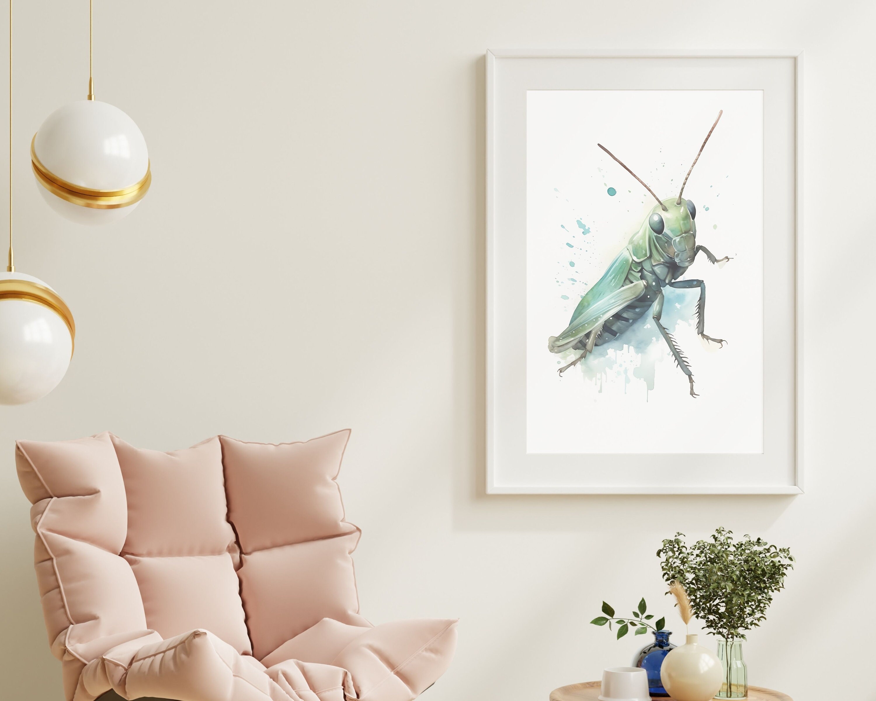 Grasshopper Watercolor PRINTABLE ART Print Poster Decor Art Watercolor ...