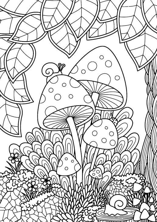 75 Coloring Pages Magic Mushrooms Fairy Mushrooms Printable Coloring ...