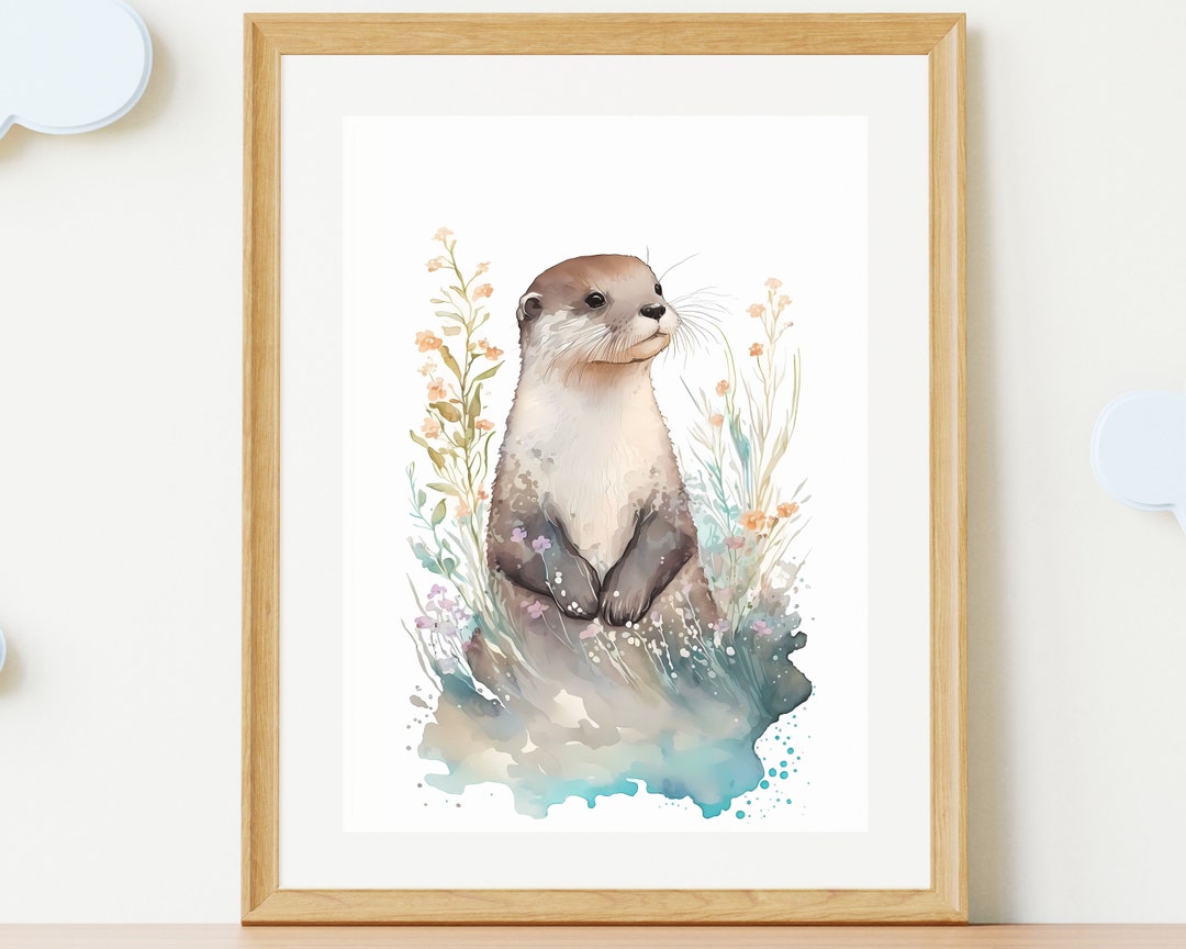 Cute Otter Watercolor PRINTABLE ART Print Poster Decor Art Watercolor ...