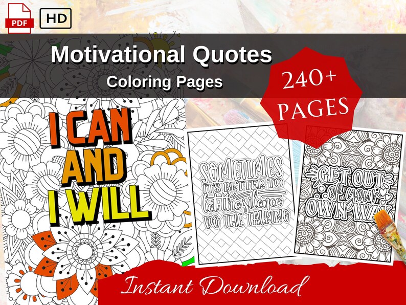 240 Adult Motivational Quote Coloring Pages Printable Coloring Book ...