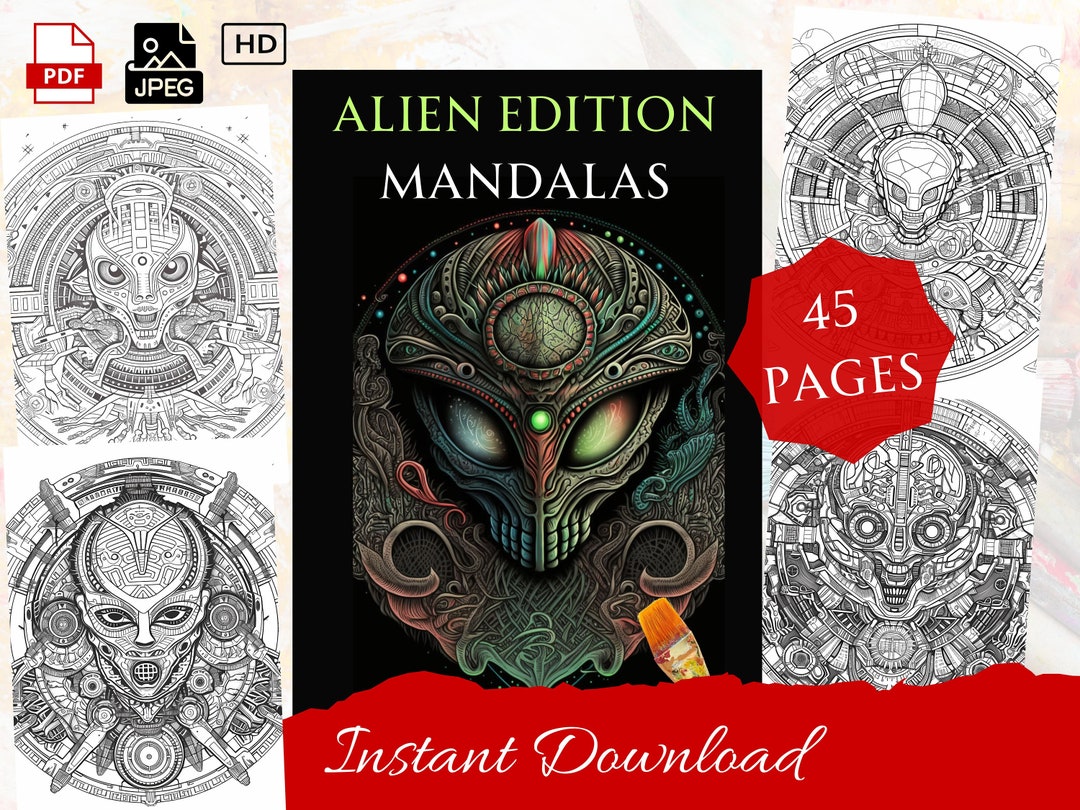 Alien Mandalas - 45 Futuristic HD Coloring Pages | Printable Coloring ...