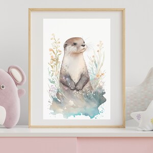 Cute Otter Watercolor PRINTABLE ART Print Poster Decor Art Watercolor ...