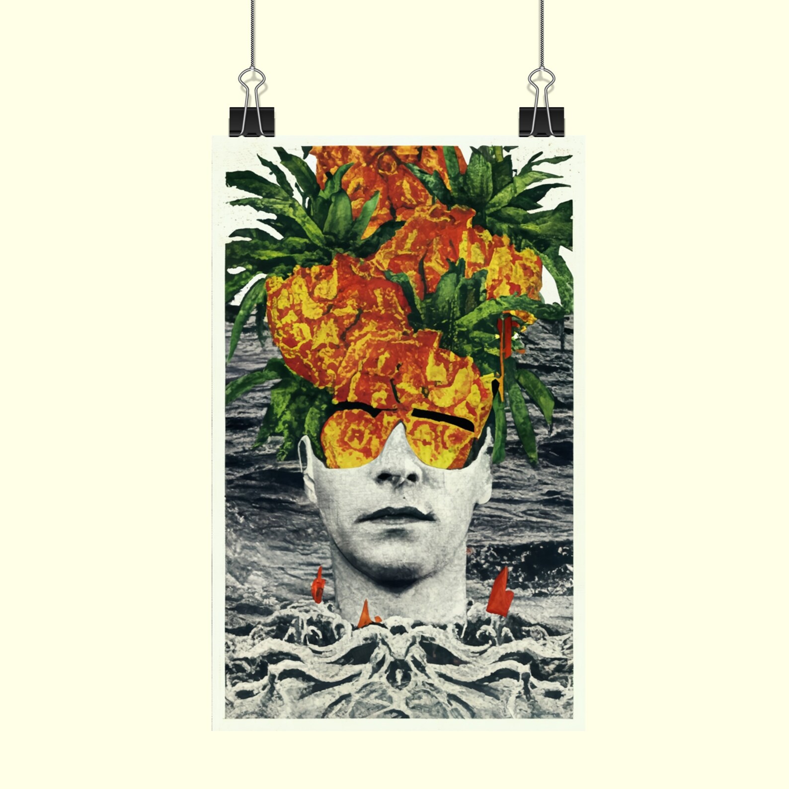 Pineapple Retro Print, Retro Poster, Ananas Poster & Card, Unique ...