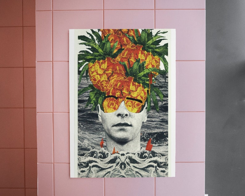 Pineapple Retro Print, Retro Poster, Ananas Poster & Card, Unique ...