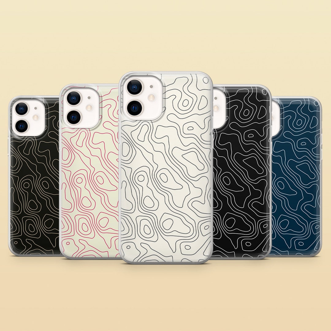 Topographic Map Phone Case Terrain Contour Cover for iPhone 16, 15, 14 ...