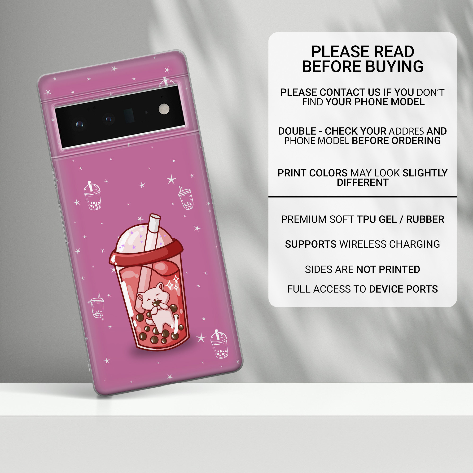 Boba Phone Case Bubble Tea Girly Cute Cover for iPhone 15, 14, 13, 12 ...