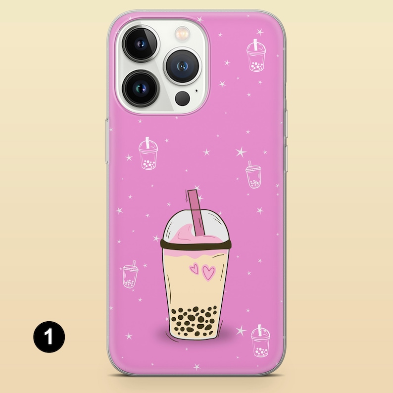 Boba Phone Case Bubble Tea Girly Cute Cover for iPhone 15, 14, 13, 12 ...