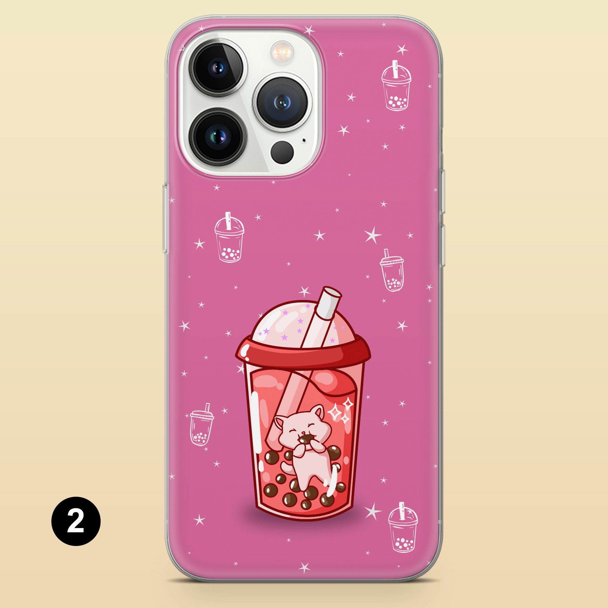 Boba Phone Case Bubble Tea Girly Cute Cover for iPhone 15, 14, 13, 12 ...