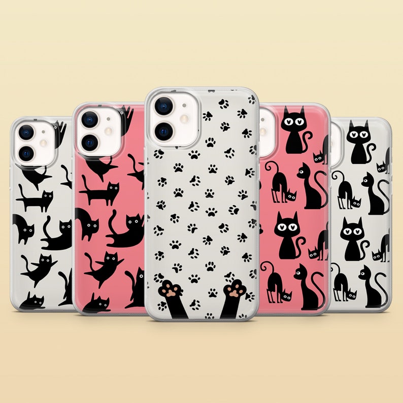 Black Cat Phone Case Pet Kitten Cover for iPhone 15, 14, 13, 12, 11 ...