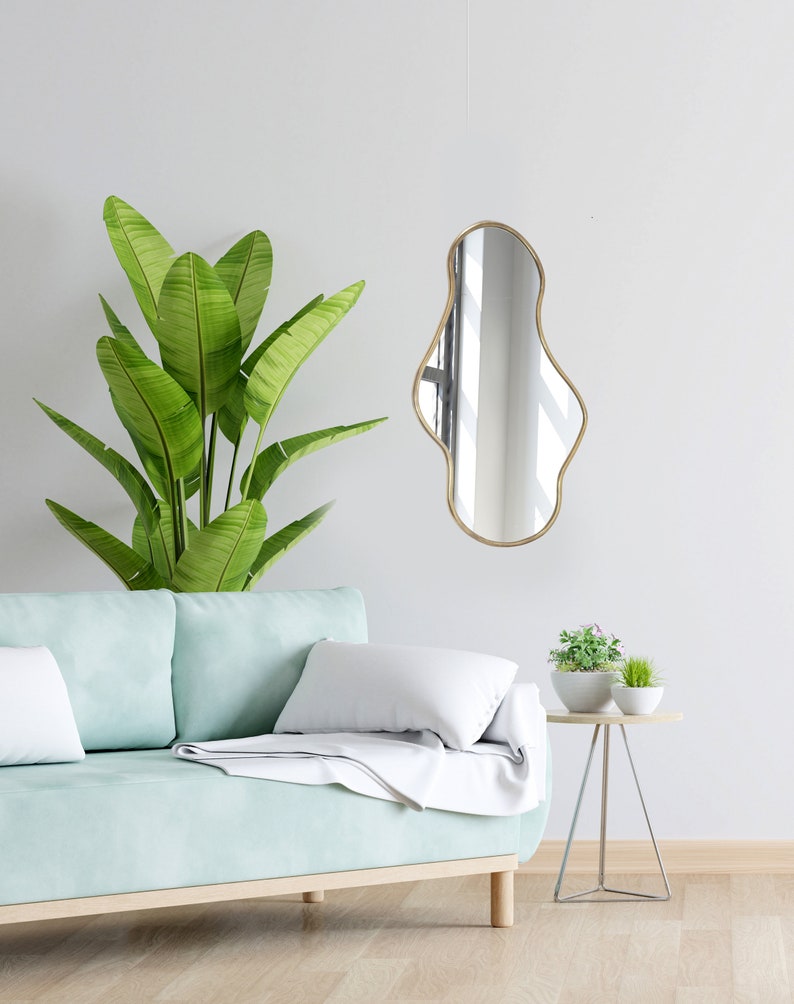 Funky Mirror Handmade Wavy Vanity Mirror Wall Decor , Asymmetrical ...