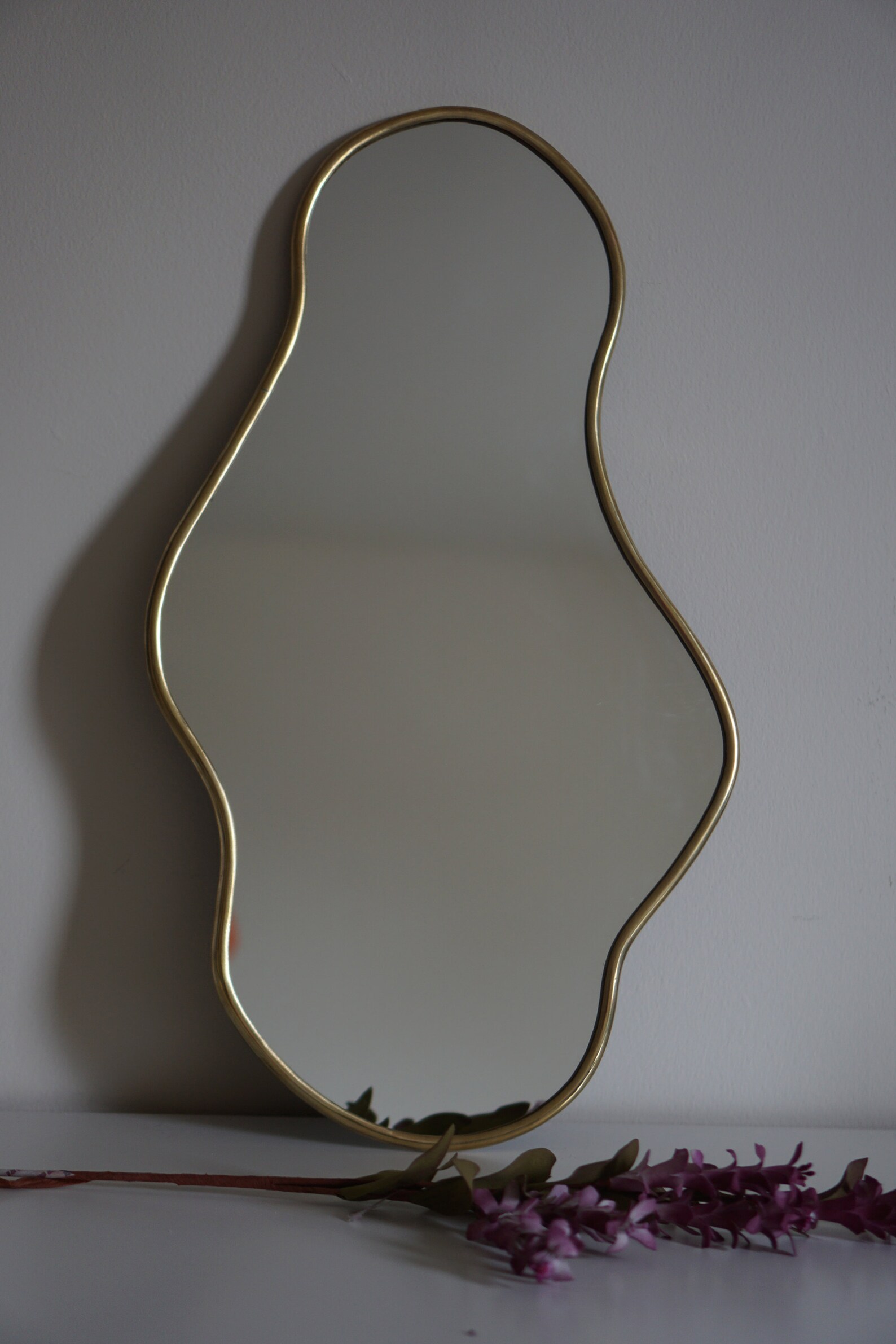 Funky Mirror Handmade Wavy Vanity Mirror Wall Decor , Asymmetrical ...