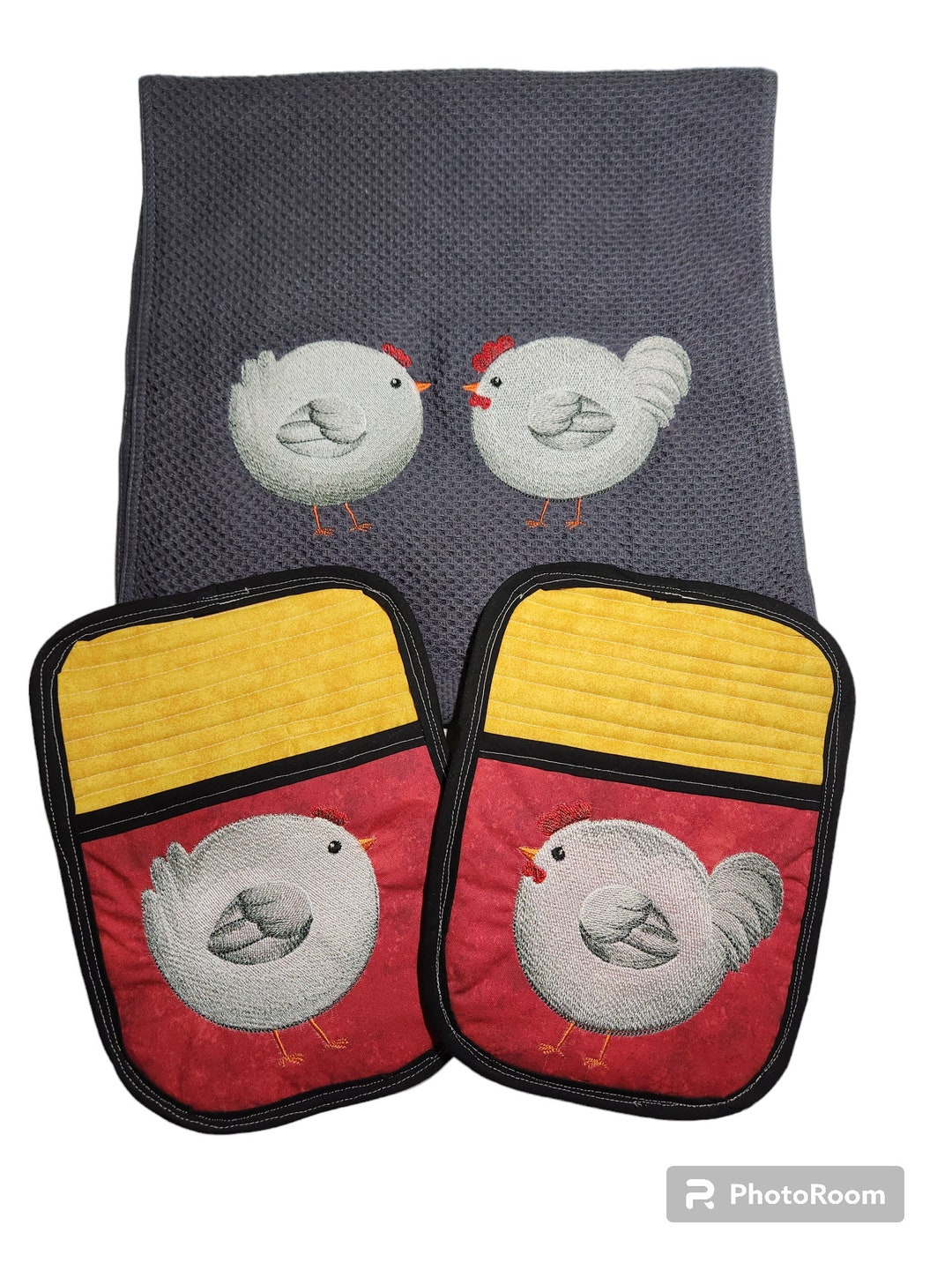 Roly Poly Kitchen Set, Rooster Potholders, Chicken Kitchen Towels ...