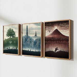Lord of the Rings Poster 3 Set Framed Art / Canvas / Art Prints Trilogy ...