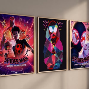 Spider-man Art (NEW) Spider-verse Movie Posters, FRAMED Set of 3, Wall ...