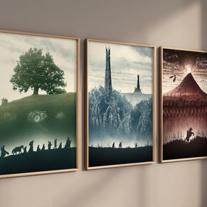 Lord of the Rings Poster 3 Set Framed Art / Canvas / Art Prints Trilogy ...