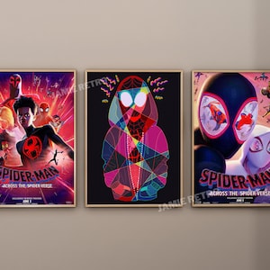 Spider-man Art (NEW) Spider-verse Movie Posters, FRAMED Set of 3, Wall ...
