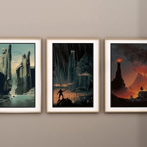 Lord of the Rings Poster 3 Set Framed Trilogy Lotr Wall Art, Movie ...