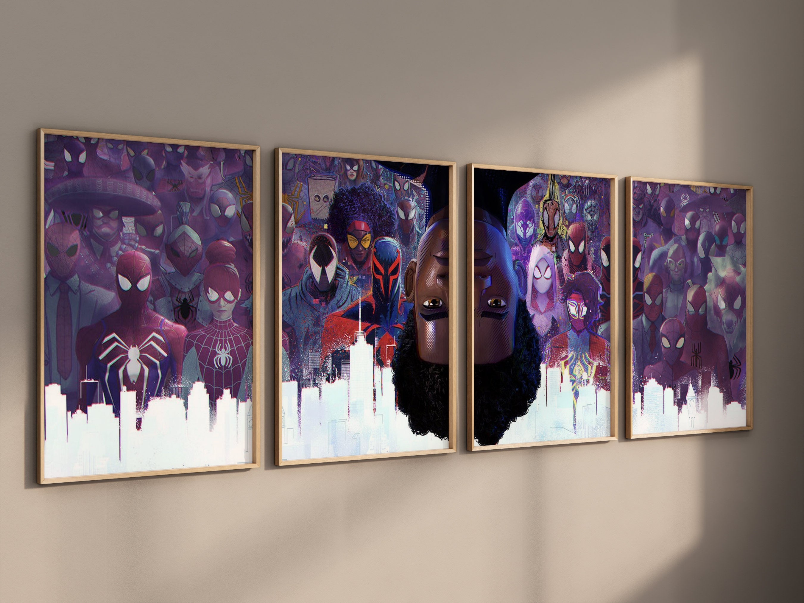 Across the Spiderverse 4 Piece Wall Art Spiderman Poster - Etsy