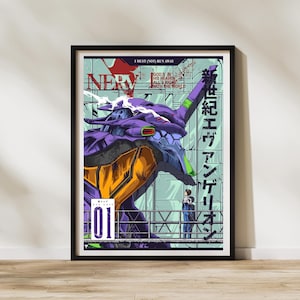 Neon Genesis Evangelion Poster 3 Set Framed Anime Wall Art, Japanese ...