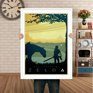 The Legend of Zelda Poster Framed 2 SET Art Print, Tloz Hyrule Retro ...