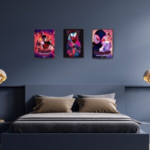Spider Man Art New Spider Verse Movie Posters Framed Set Of 3 Wall