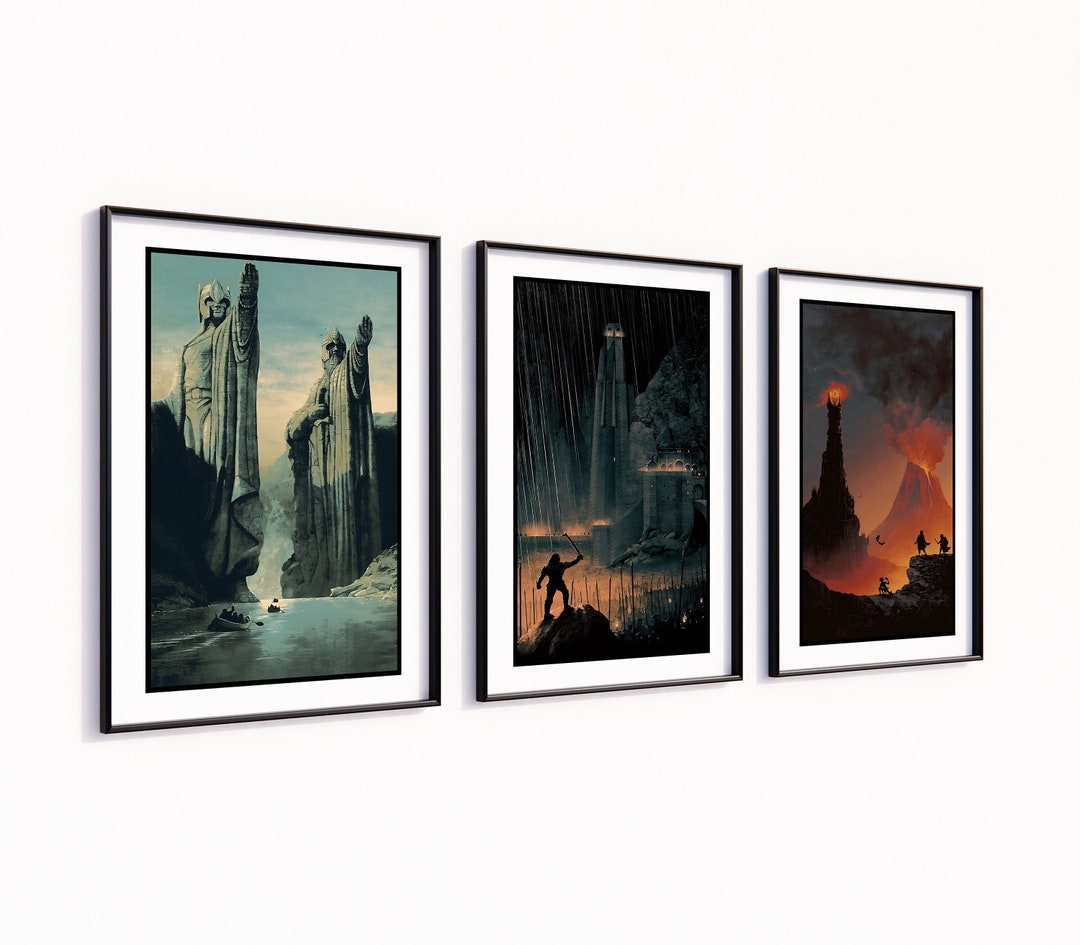 Lord of the Rings Poster 3 Set Framed Trilogy Lotr Wall Art, Movie ...