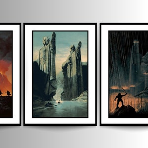 Lord of the Rings Poster 3 Set Framed Trilogy Lotr Wall Art, Movie ...