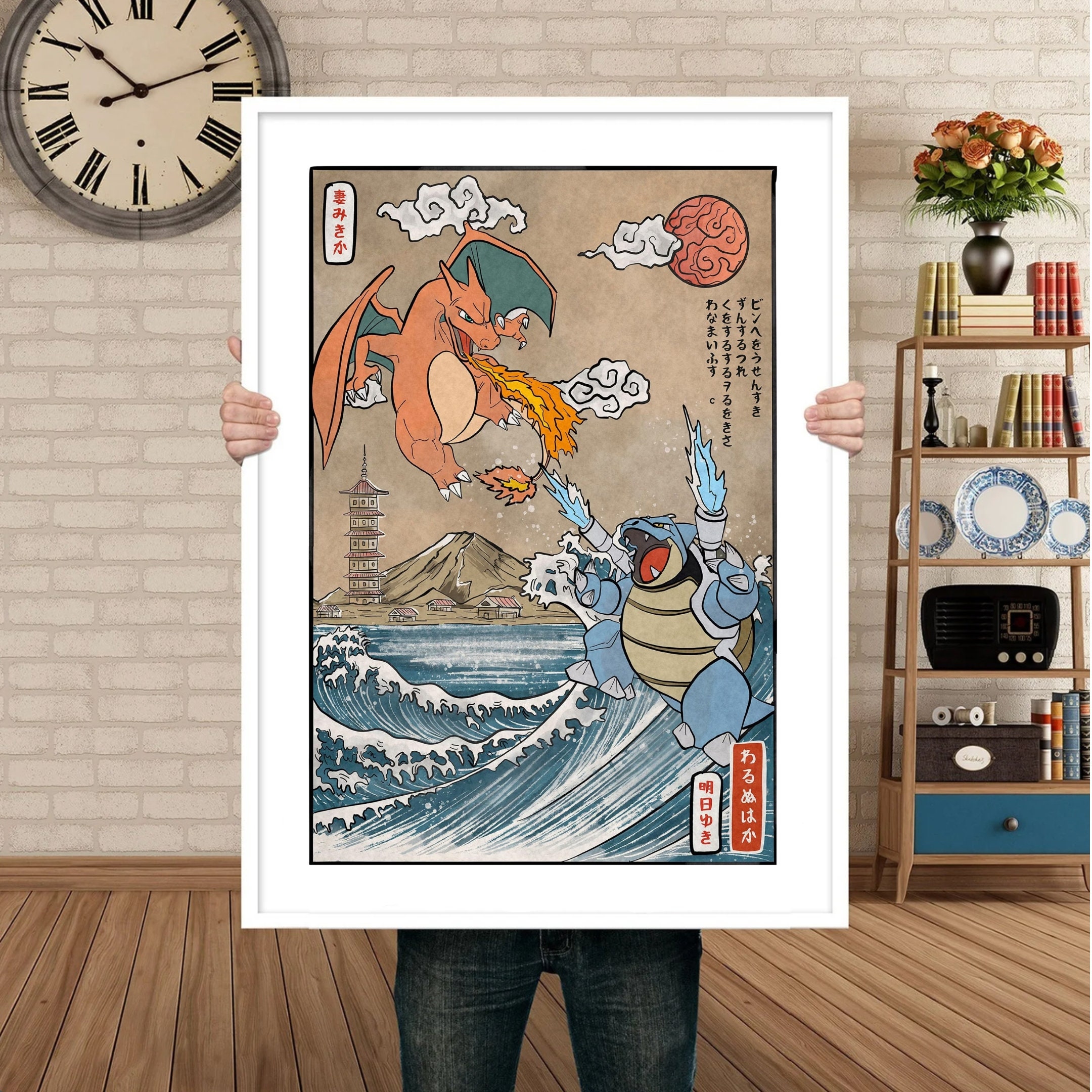 Pokemon Poster Framed Full Set Charizard Vs Blastoise Battle - Etsy ...