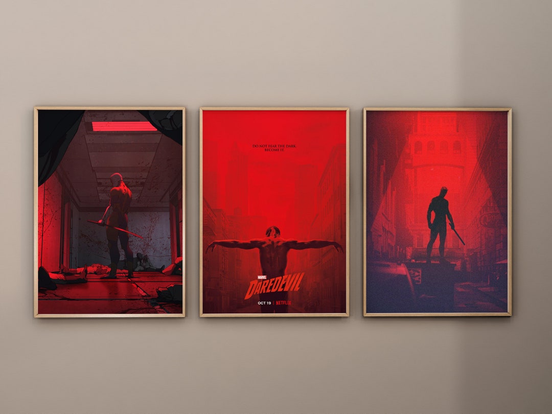 Daredevil Poster, SET of 3 Framed / Unframed Movie TV Show Wall Art ...