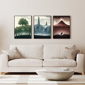 Lord of the Rings Poster 3 Set Framed Art / Canvas / Art Prints Trilogy ...