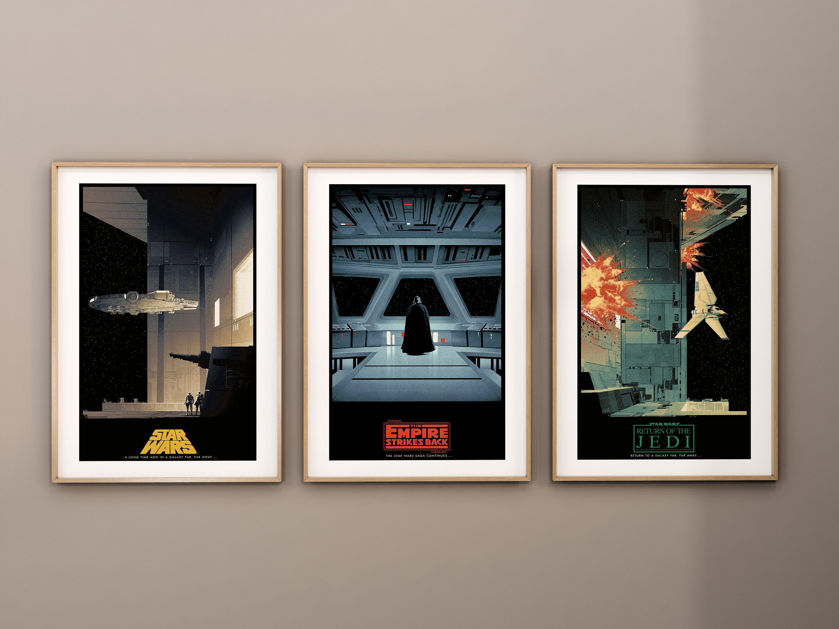 Star Wars Art Set Of 3 Framed Trilogy Poster, Rare Movie Posters, Star ...